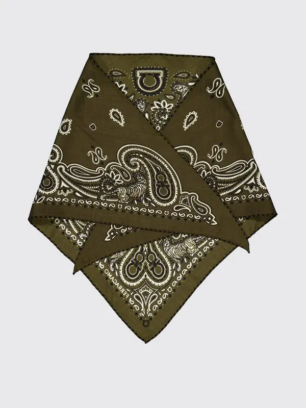 FERRAGAMO Arabesque Cashmere And Wool Triangle Scarf With Logo