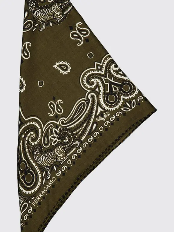 FERRAGAMO Arabesque Cashmere And Wool Triangle Scarf With Logo