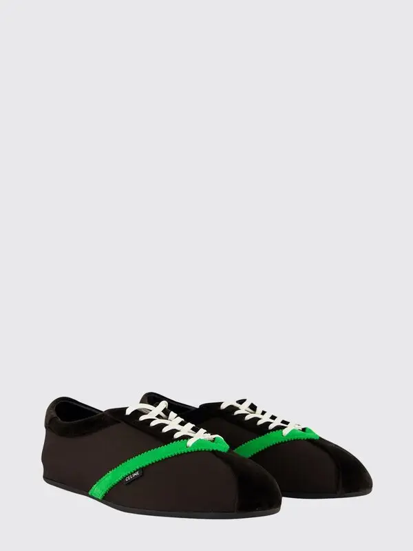 Celine Low Top Sneakers In Leather And Viscose With Contrasting Design