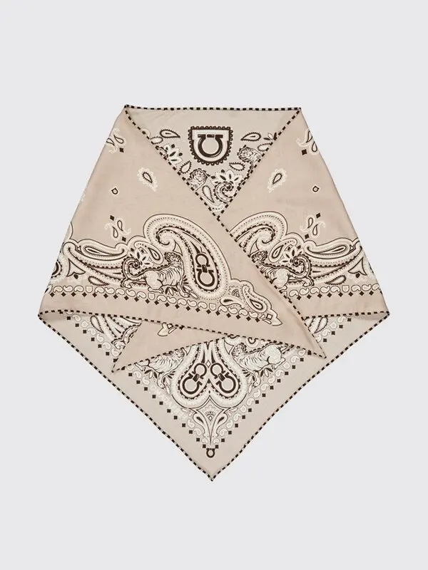 FERRAGAMO Arabesque Cashmere And Wool Triangle Scarf With Logo