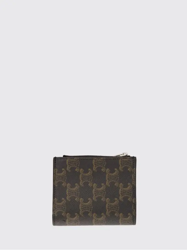 Celine Bifold Wallet In Coated Canvas With Triomphe Monogram