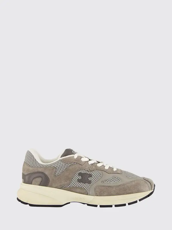 Celine Low Top Sneakers In Mesh And Suede With Monogram Pattern - Beige