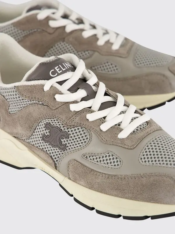 Celine Low Top Sneakers In Mesh And Suede With Monogram Pattern - Beige