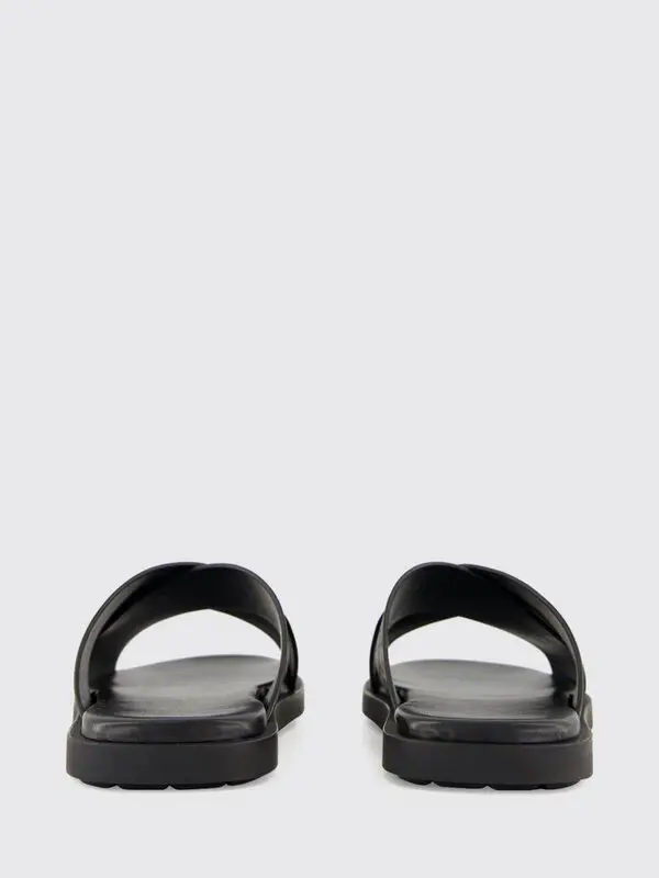 FERRAGAMO Gancini Embossed Calfskin Leather Slide Sandals