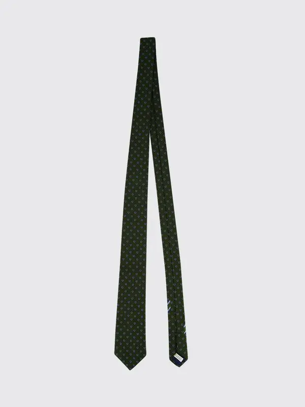 FERRAGAMO All-over Gancini Monogram Pattern Pure Silk Tie - Green