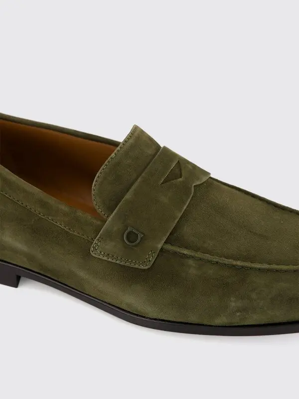 FERRAGAMO Suede Calfskin Penny Loafers With Gancini
