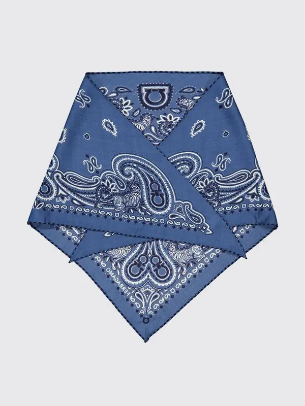 FERRAGAMO Arabesque Cashmere And Wool Triangle Scarf With Logo