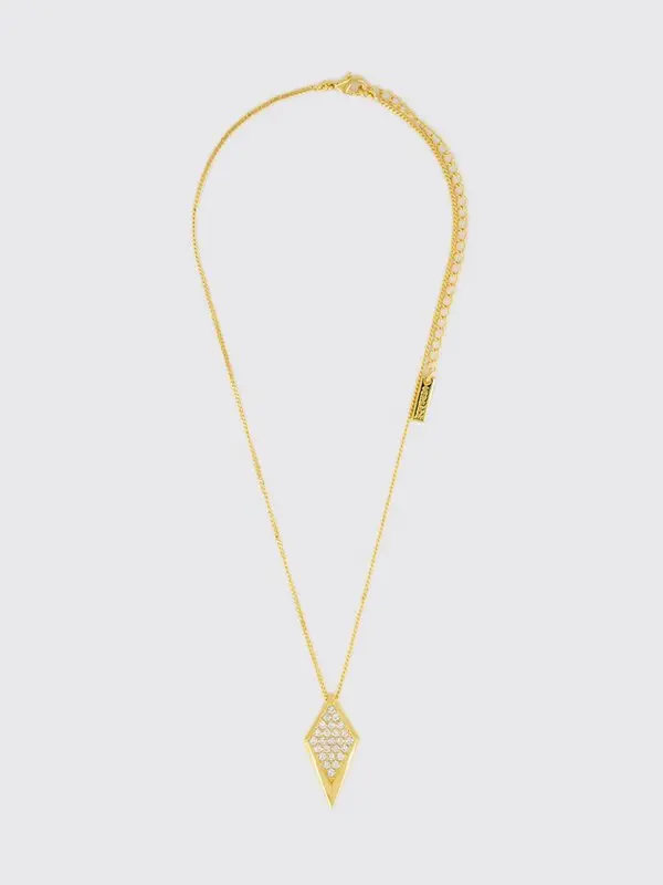 Versace Adjustable Brass Necklace With Charm And Rhinestones