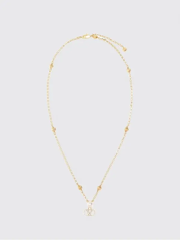 Valentino Garavani Vlogo Signature Necklace With Pearls And Crystals - Gold