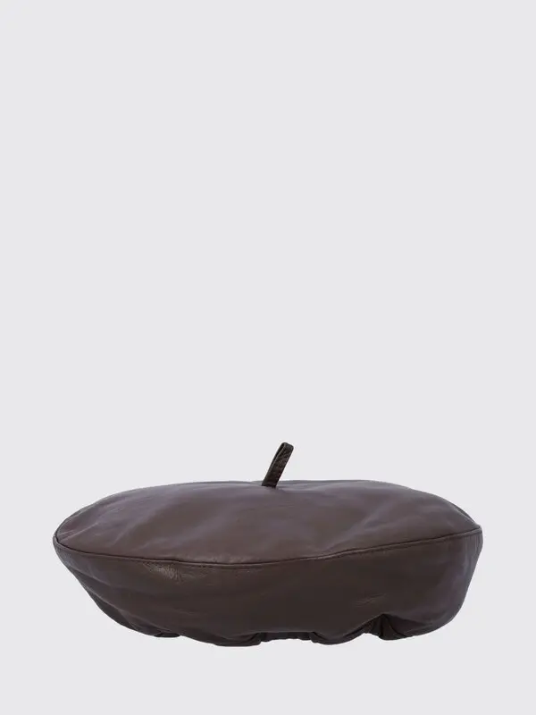 THE GARMENT Classic Leather Beret With A Straight Hem - Brown