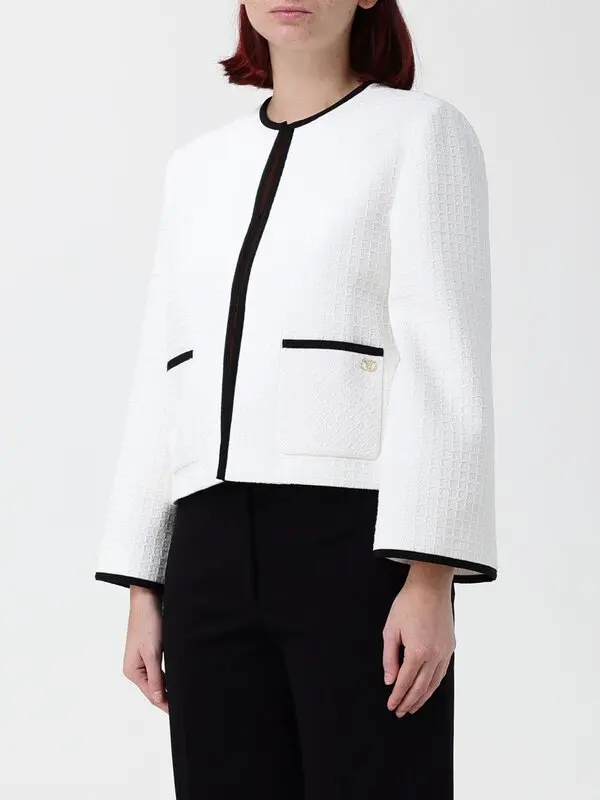 Valentino Garavani Cropped Crewneck Blazer In Cotton Tweed