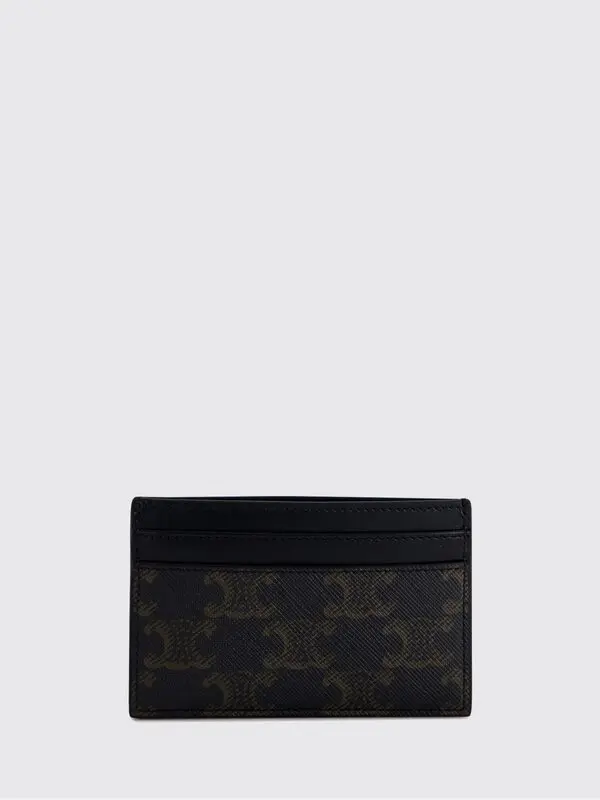 Celine Triomphe Canvas Card Holder With Calfskin Details