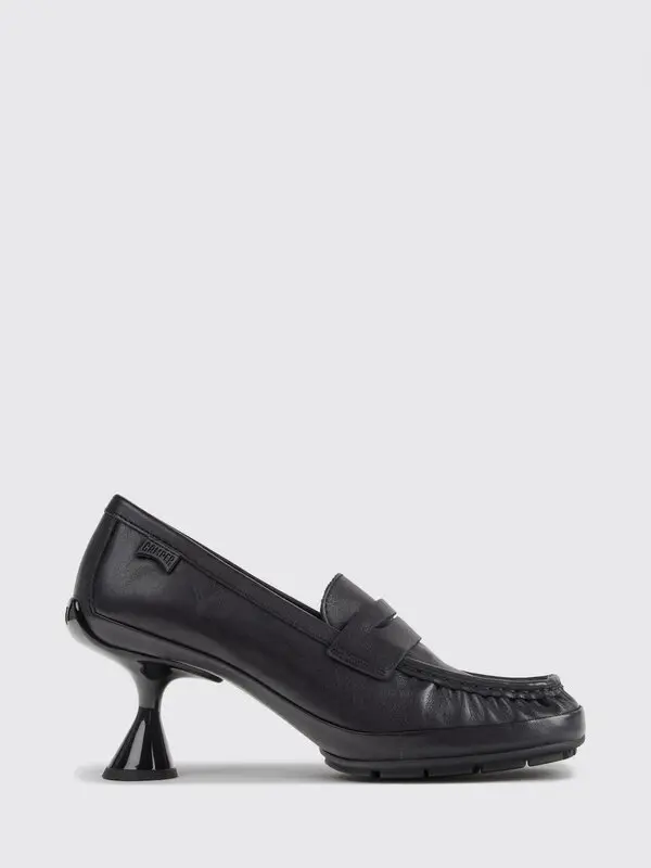 Camper Right Left Loafers In Smooth Leather With A Medium Spool Heel - Black