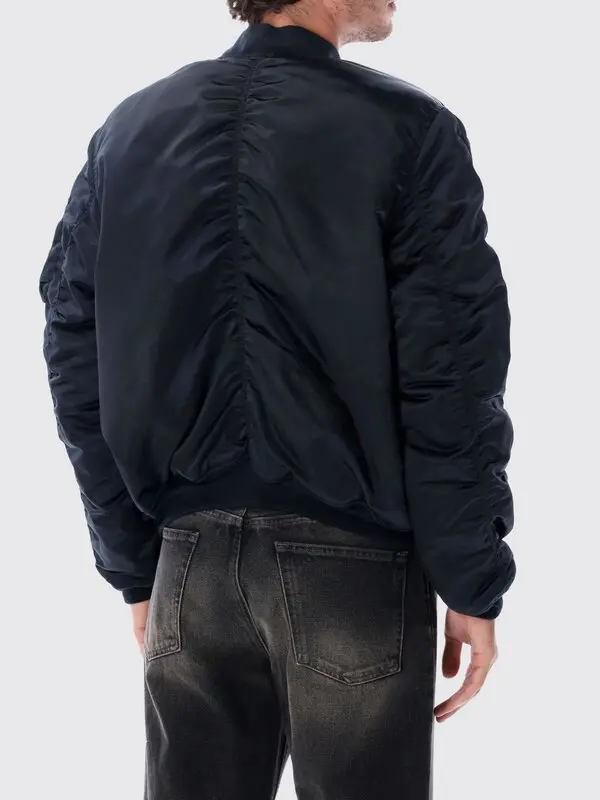 Alpha Industries Relaxed Fit Nylon Bomber Jacket With Zip Closure - Blue