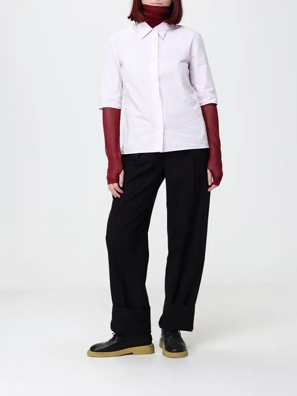 JIL SANDER Pointed Collar Short-sleeve Cotton Poplin Shirt