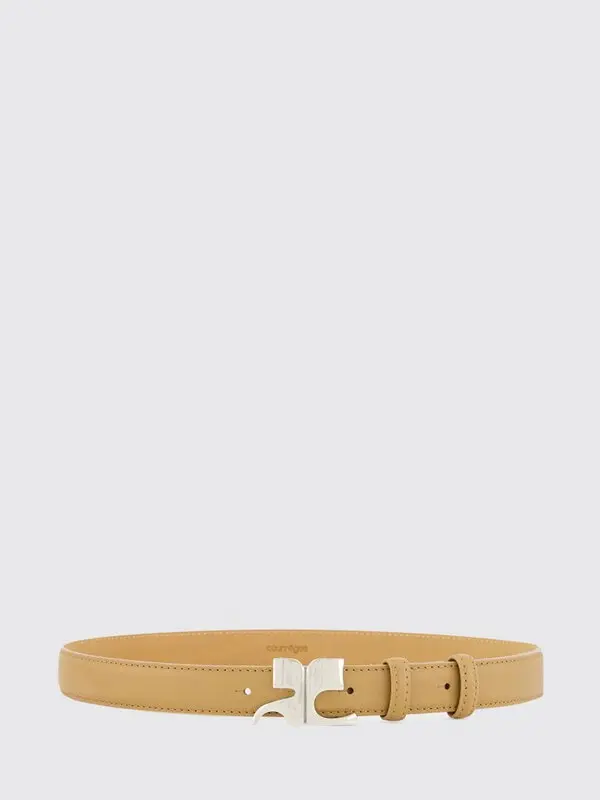 COURREGES Adjustable Leather Belt With A Metallic Monogram Buckle