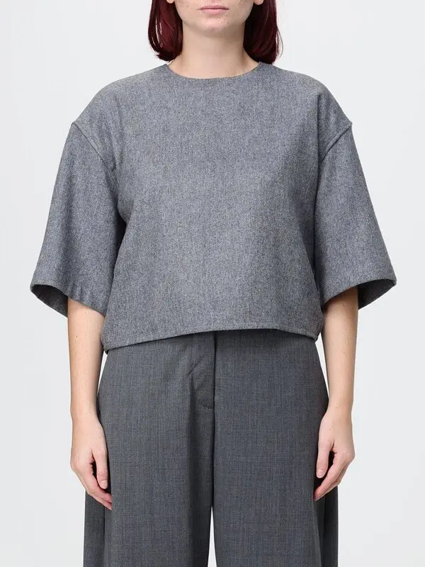 THELATEST Cropped Short-sleeve Wool-blend Knitted Top