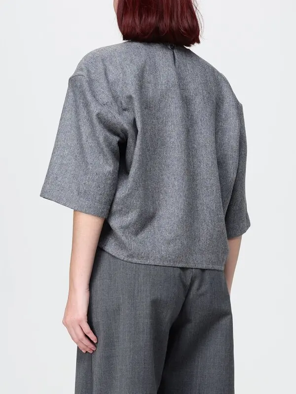 THELATEST Cropped Short-sleeve Wool-blend Knitted Top