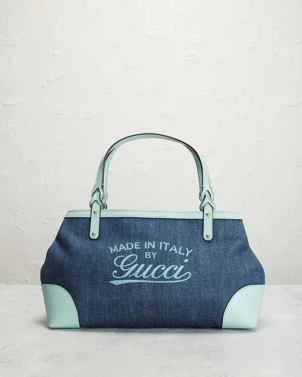 FWRD RENEW Gucci Denim Craft Tote Bag