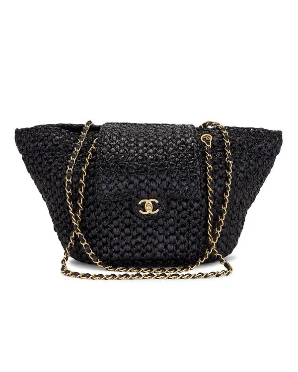 FWRD RENEW Chanel Raffia Shopping Tote Bag