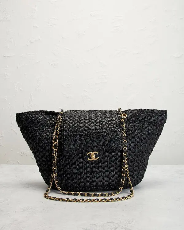 FWRD RENEW Chanel Raffia Shopping Tote Bag