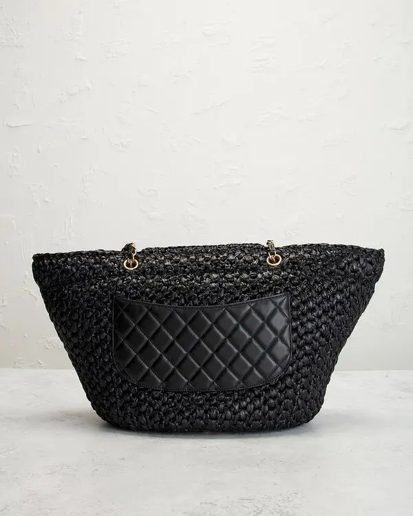 FWRD RENEW Chanel Raffia Shopping Tote Bag