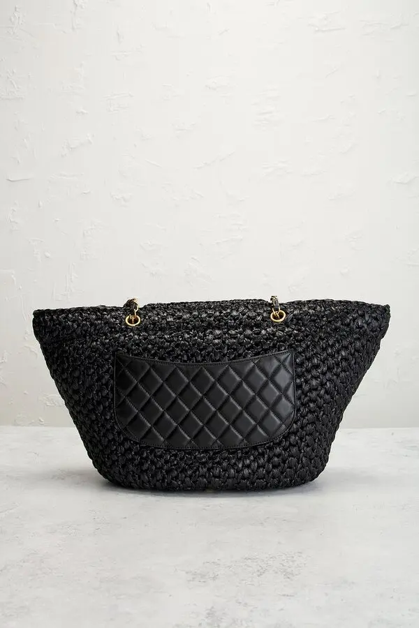 Chanel Raffia Shopping Tote Bag