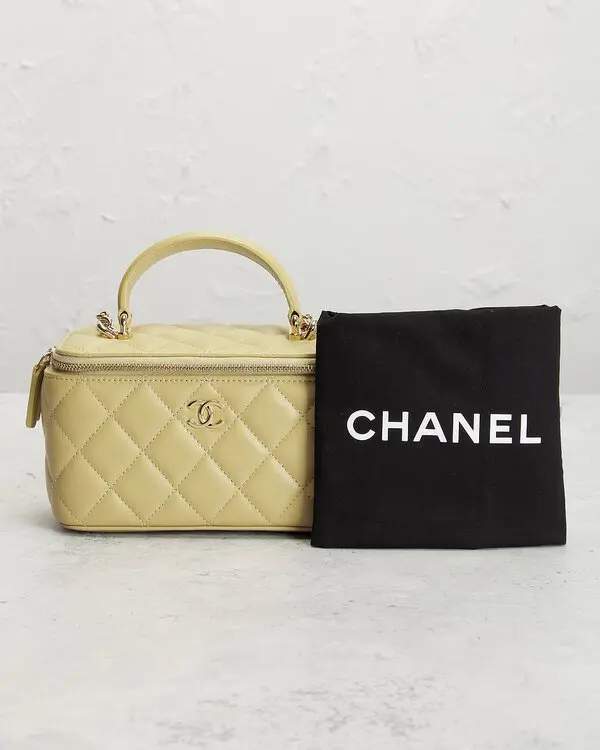 FWRD RENEW Chanel Lambskin Small Classic Vanity Case - Yellow