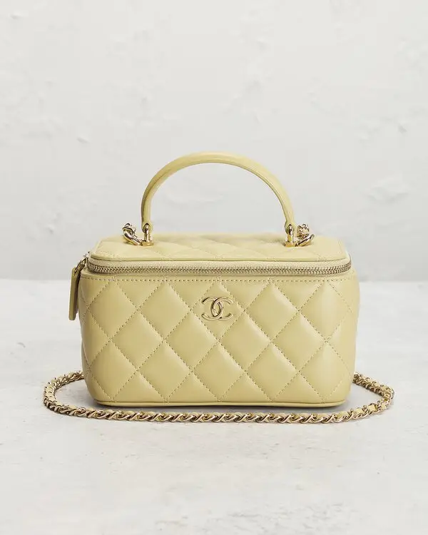 FWRD RENEW Chanel Lambskin Small Classic Vanity Case - Yellow