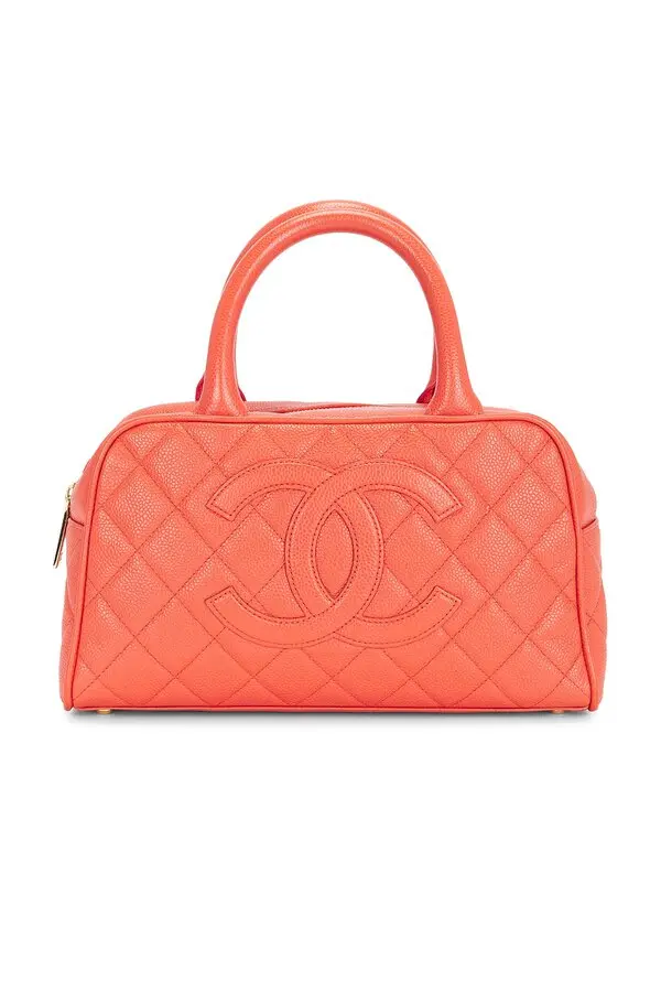 Chanel Caviar Timeless Bowling Bag In Coral - Red