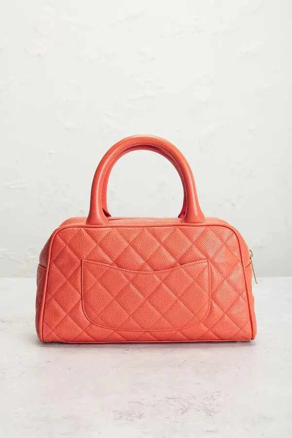 Chanel Caviar Timeless Bowling Bag In Coral