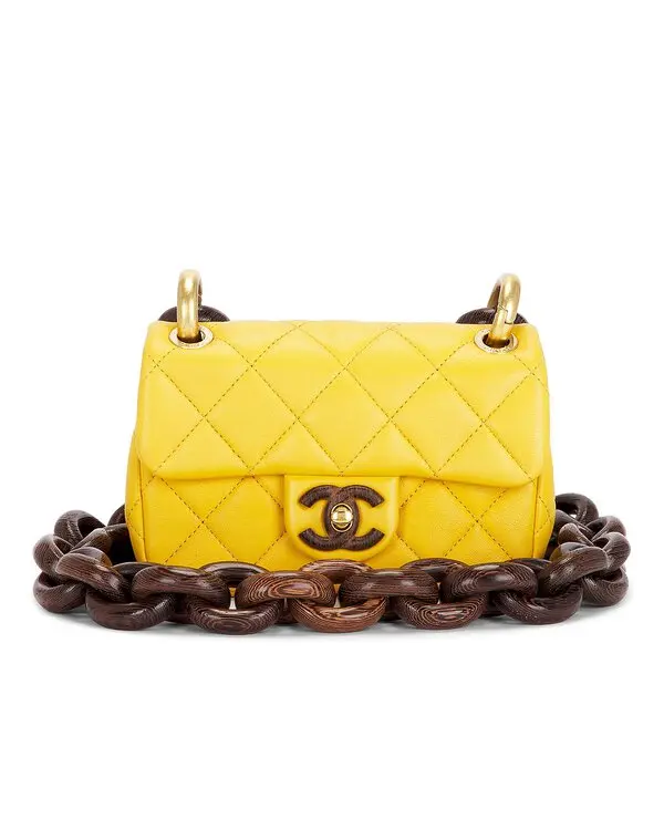 FWRD RENEW Chanel Lambskin Paris-dakar Wenge Wood Mini Square Flap Bag