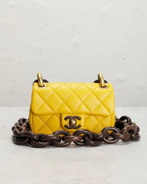 FWRD RENEW Chanel Lambskin Paris-dakar Wenge Wood Mini Square Flap Bag