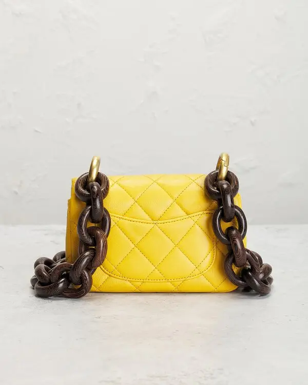 FWRD RENEW Chanel Lambskin Paris-dakar Wenge Wood Mini Square Flap Bag