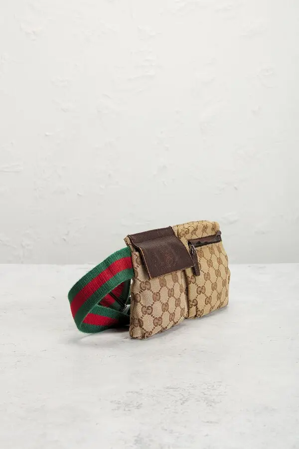 Gucci Double Pocket Belt Bag - Brown