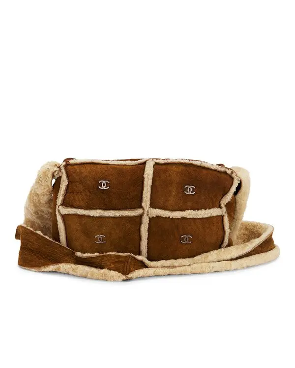 FWRD RENEW Chanel Micro Suede Sherpa Shoulder Bag