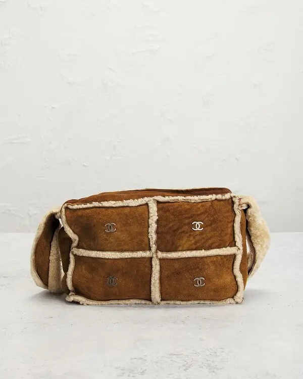 FWRD RENEW Chanel Micro Suede Sherpa Shoulder Bag