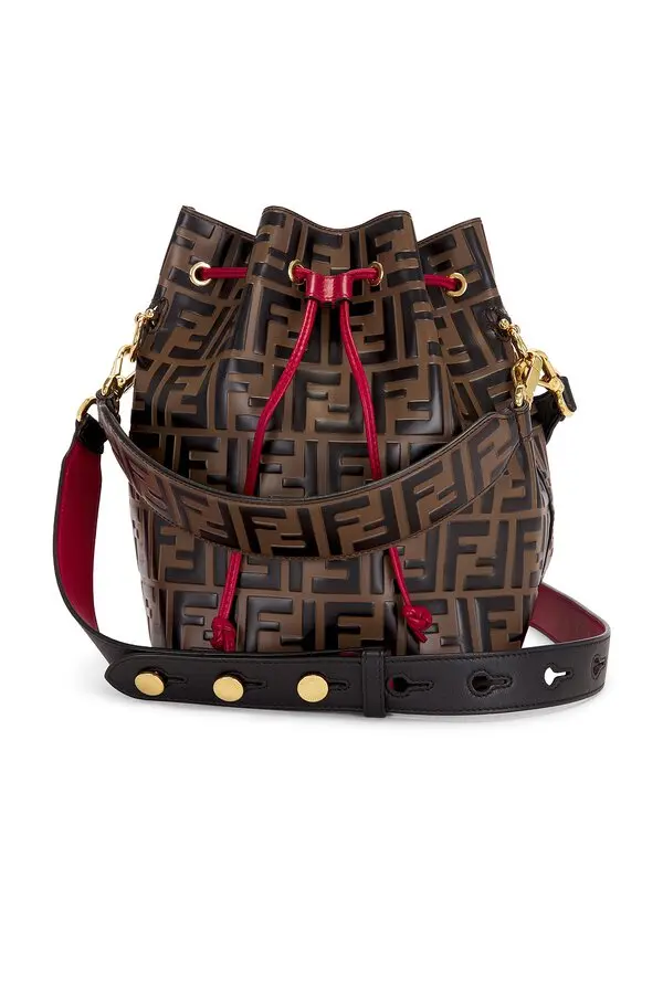 Fendi Vitello Grace F Is Mon Tresor Bucket Bag - Brown