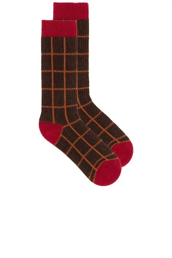 Guest In Residence The Checker Soft Sock In Brown - Burnt Cocoa Combo