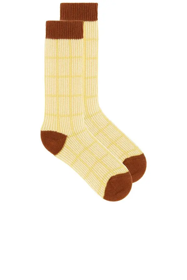 Guest In Residence The Checker Soft Sock In Brown - Butter Combo