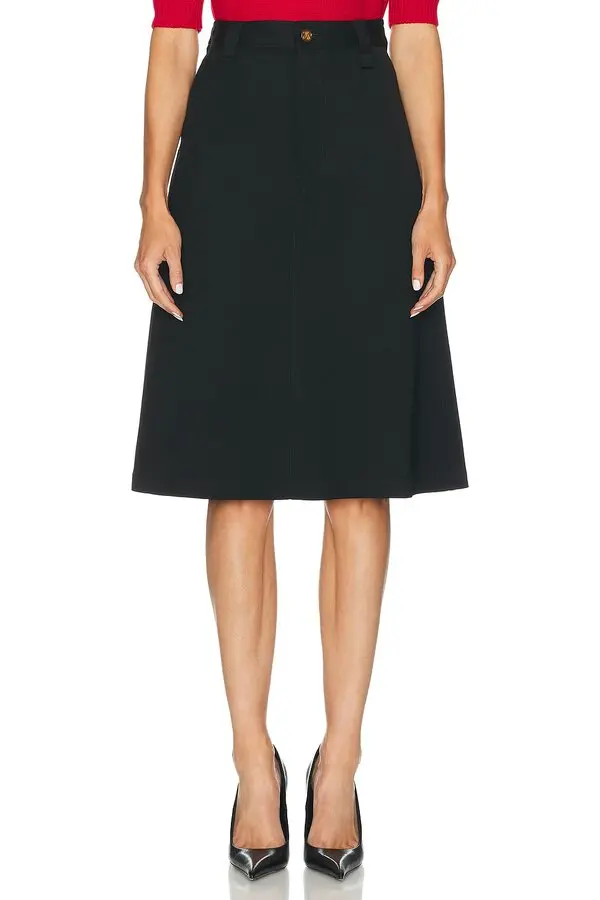 WILLY CHAVARRIA Midi Uniform Skirt In Black