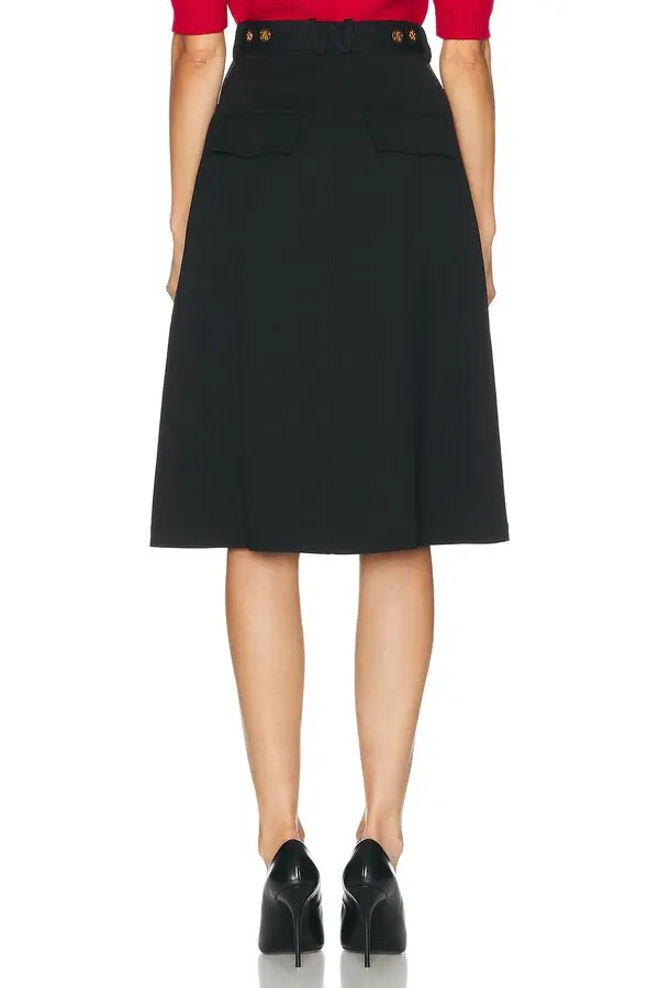 WILLY CHAVARRIA Midi Uniform Skirt In Black
