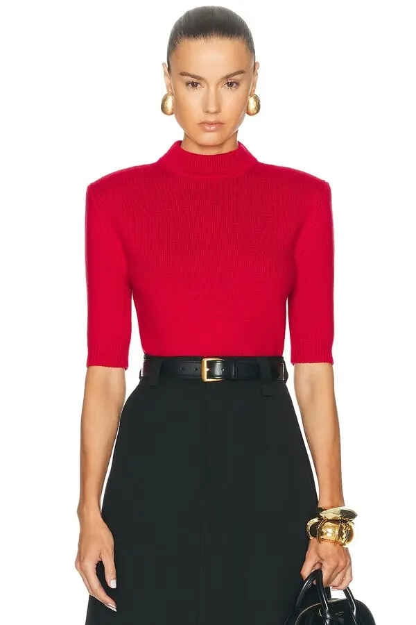 WILLY CHAVARRIA Chavela Cropped Sweater In Red