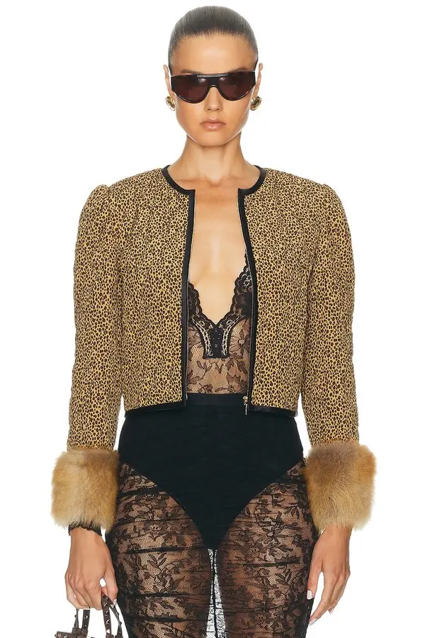 Valentino Garavani Crepe De Chine Jacket In Brown