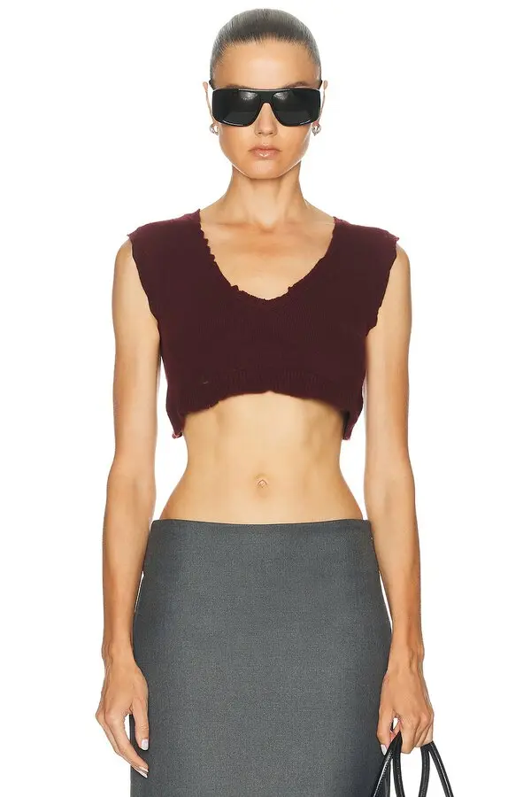 MAISON MARGIELA Lived-in Knitwear Top In Burgundy - Bordeaux