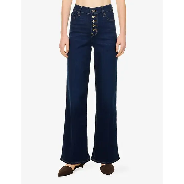 FRAME Le Slim Palazzo Button Cotton-blend Jeans
