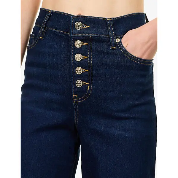 FRAME Le Slim Palazzo Button Cotton-blend Jeans