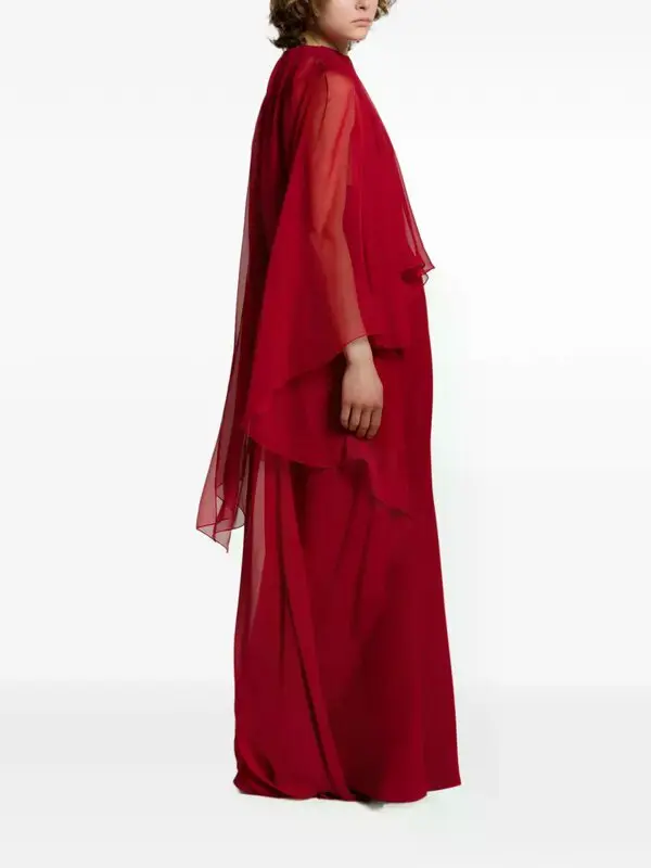 Alberta Ferretti Cape-overlay Maxi Dress