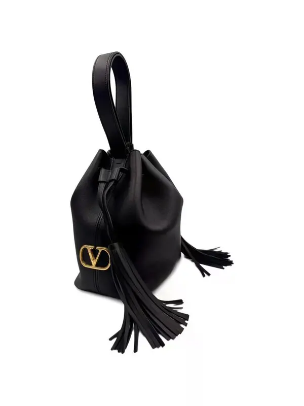 Valentino Garavani Vlogo Signature Tassel Bucket Bag - Black