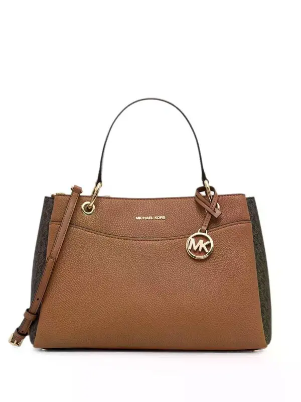 Michael Kors Logo-print Pebbled-leather Tote Bag - Brown